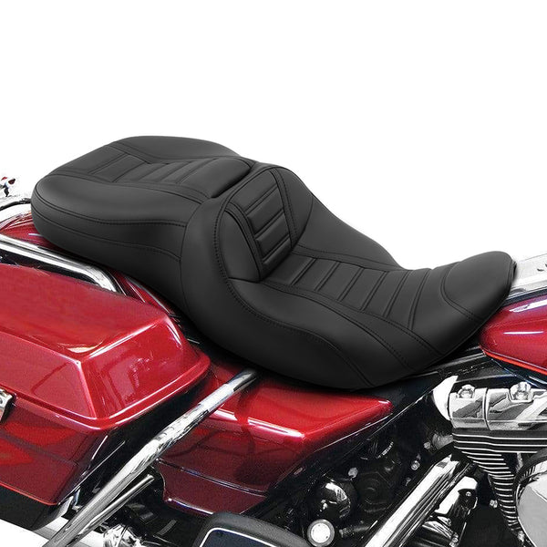 C.C. RIDER Touring Seat 2 Up Seat Driver Passenger Seat Black For Harl ...