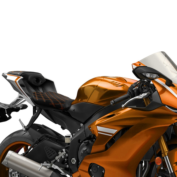 C.C. RIDER YZF R6 Front And Rear Seat Orange Diamond Stitiching For YA ...