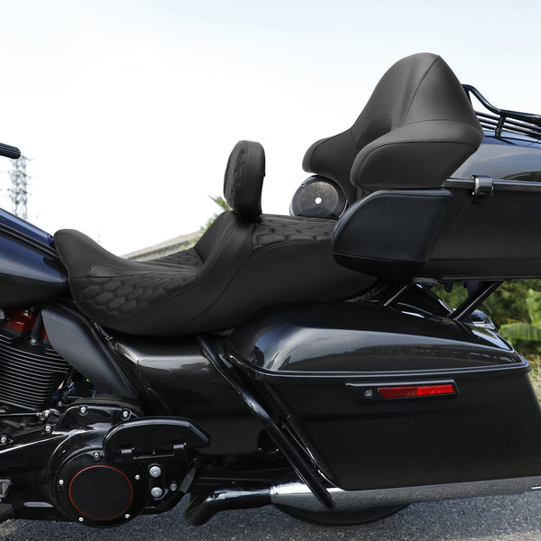 C.C. RIDER Touring Seat Driver Passenger Seat With Backrest For Harley ...